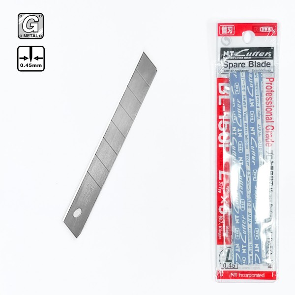 NT Cutter BL-150P - 18mm Spare Silver Blades, Heavy-Duty thick snap-off segment silver blades.